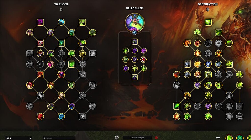 HELLCALLER-Destro-SING, AOE and CLEAVE... macros work with builds below ...